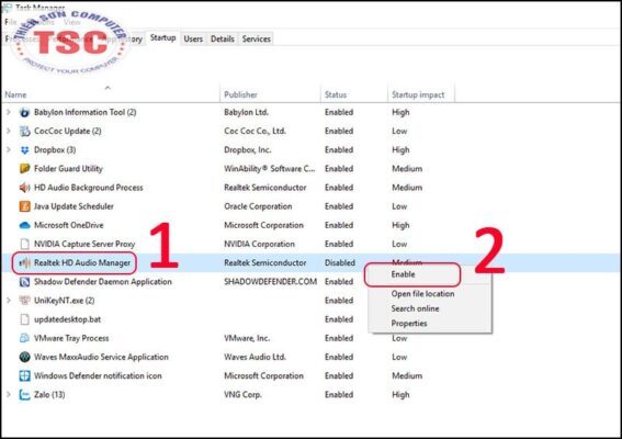 Cách khắc phục lỗi máy tính không có Realtek HD Audio Manager - Thiên Sơn Computer